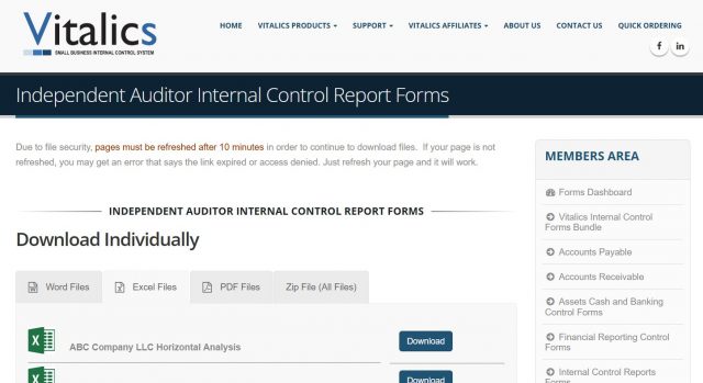 Internal Audit Report Template | Vitalics Internal Controls Simplified